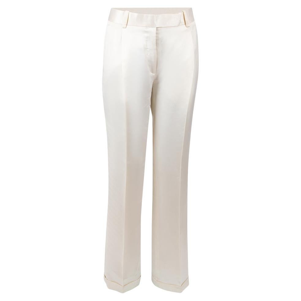 Sanne Women's White Silk Straight Leg Trousers For Sale at 1stDibs