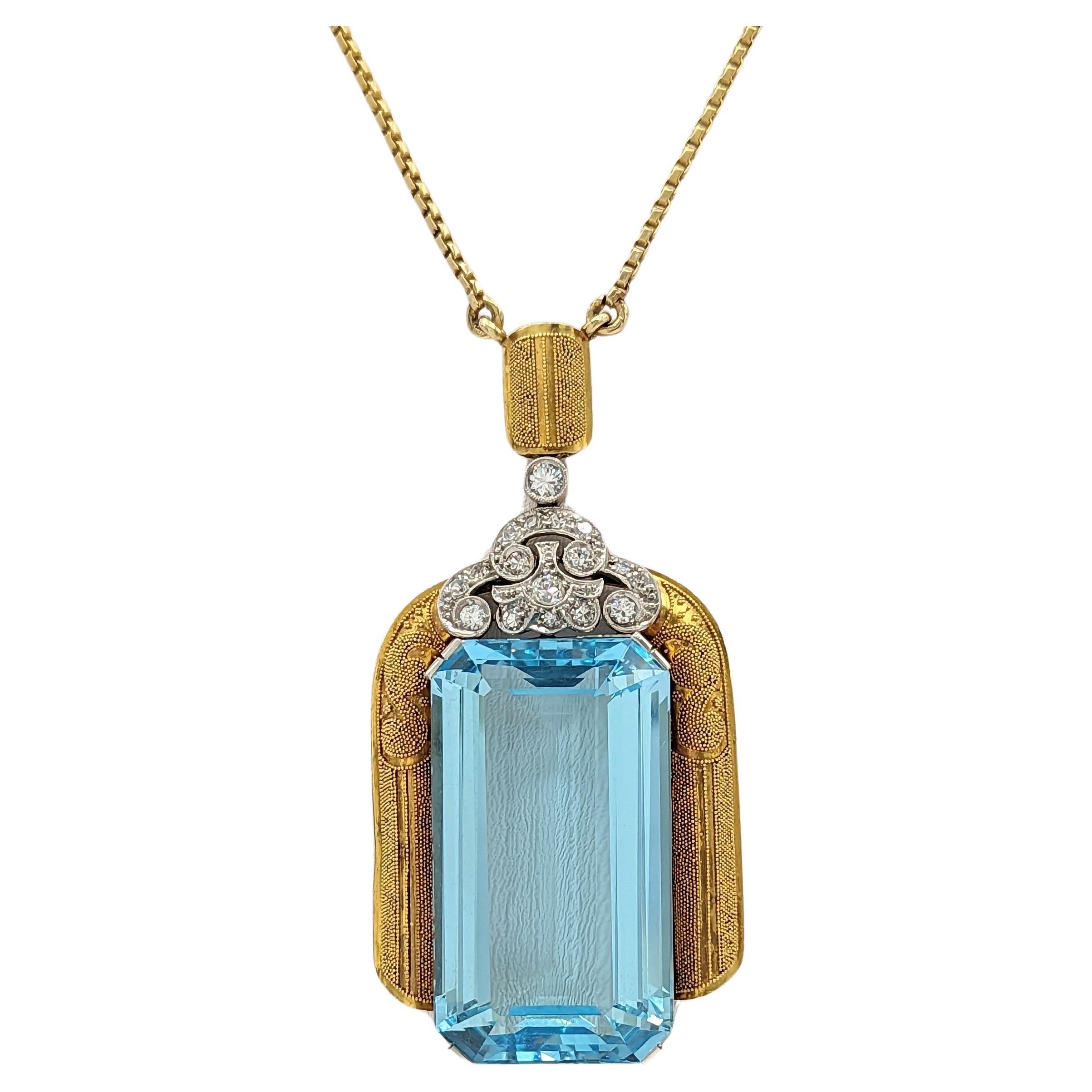 Exceptional 135 Carat Santa Maria Aquamarine and Old European Diamond ...