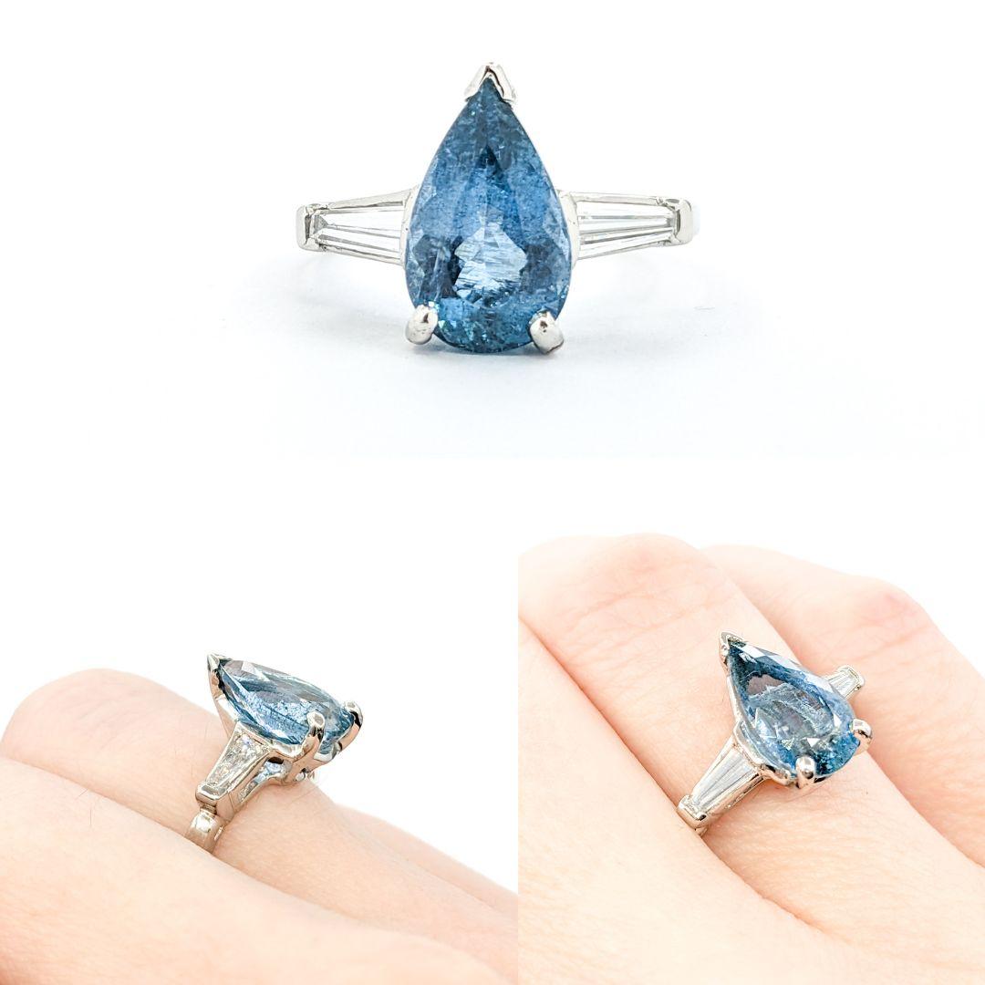 Santa Maria Color Aquamarine Ring With Diamonds In 950pt Platinum For ...