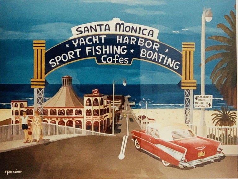 SANTA MONICA PIER 1957 Litograph by Stan Cline at 1stDibs