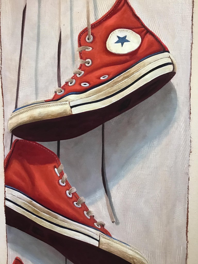 Santiago Garcia - "#1102" Oil painting of red converse high top ...