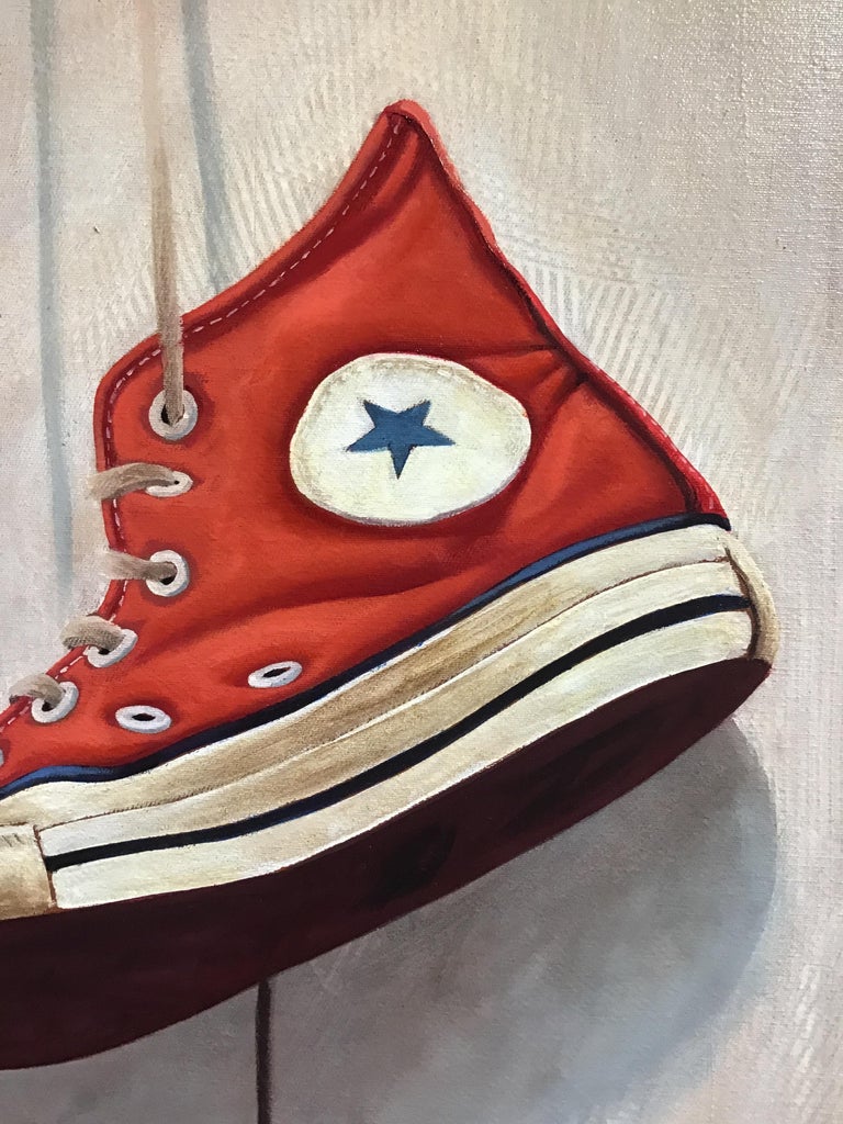Santiago Garcia - "#1102" Oil painting of red converse high top ...