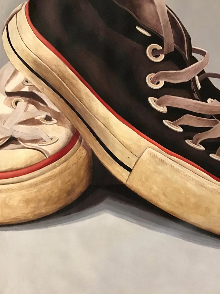 Santiago Garcia - "#111" Oil painting of converse in black and white on ...