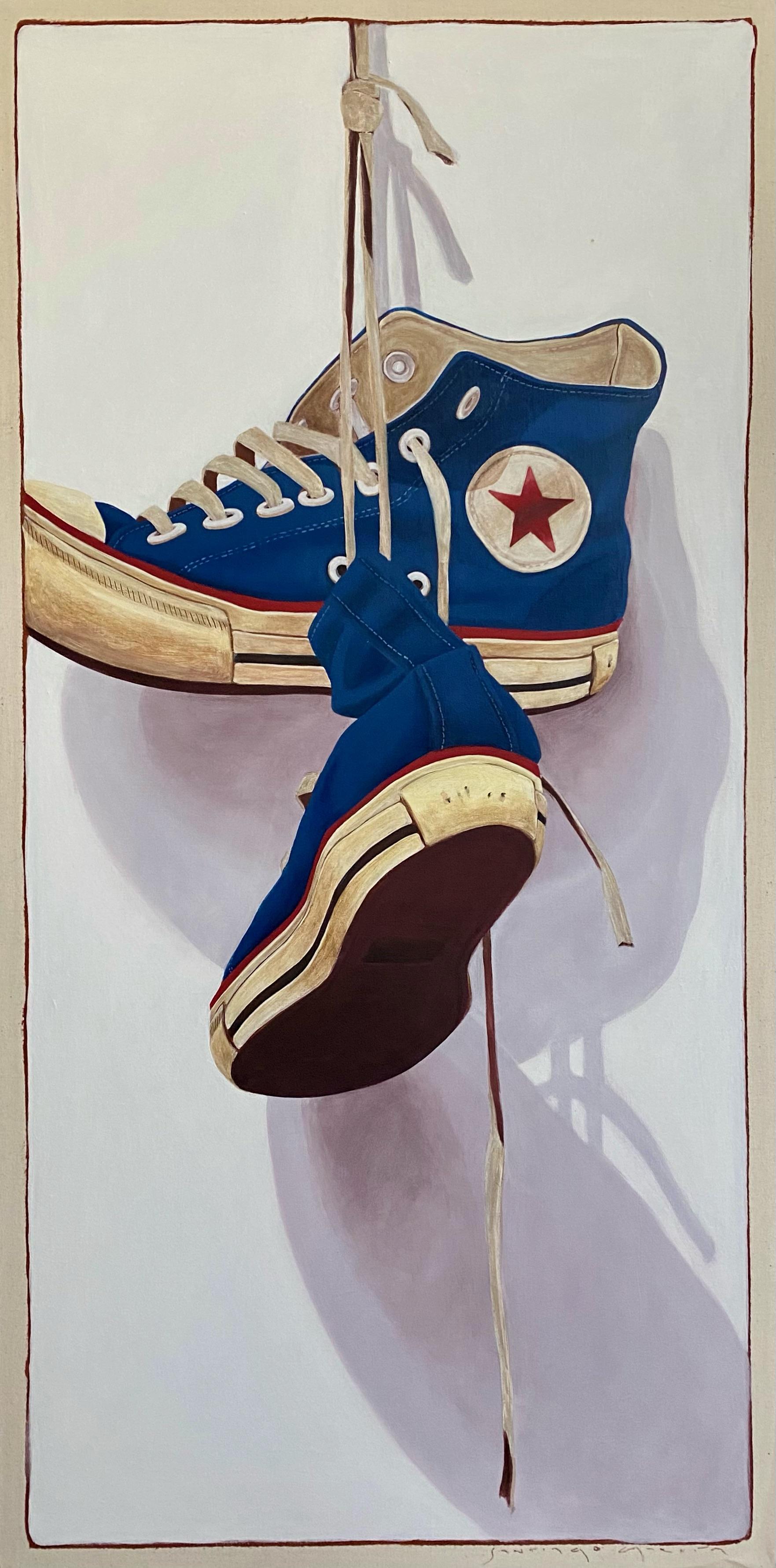 Santiago Garcia - "#1489" Acrylic painting of red yellow and blue ...