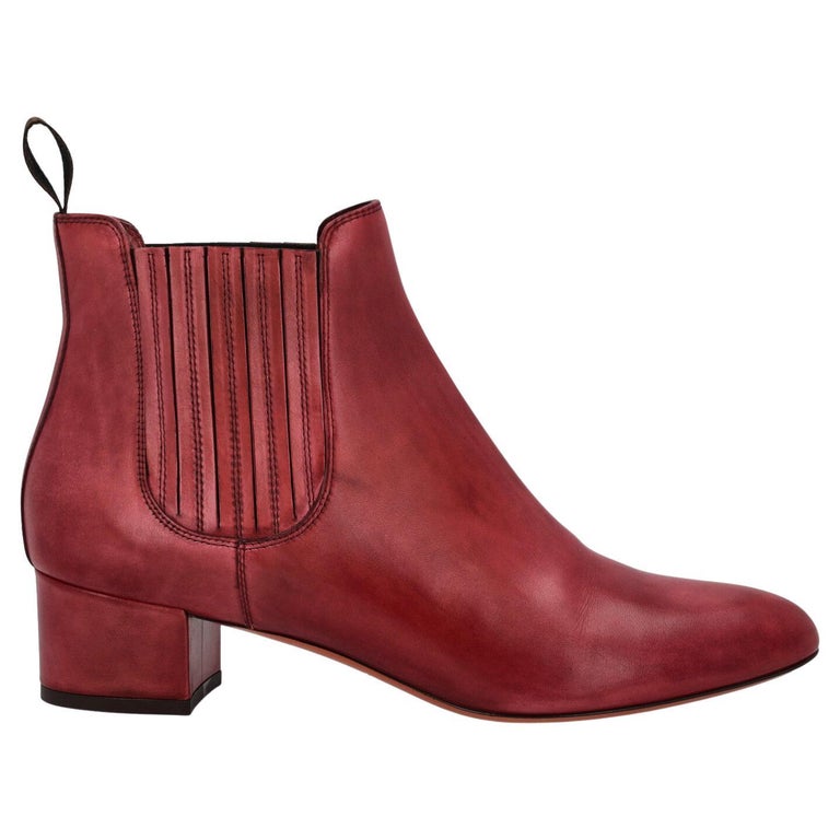 Santoni Women Ankle boots Red Leather EU 40.5 For Sale at 1stDibs