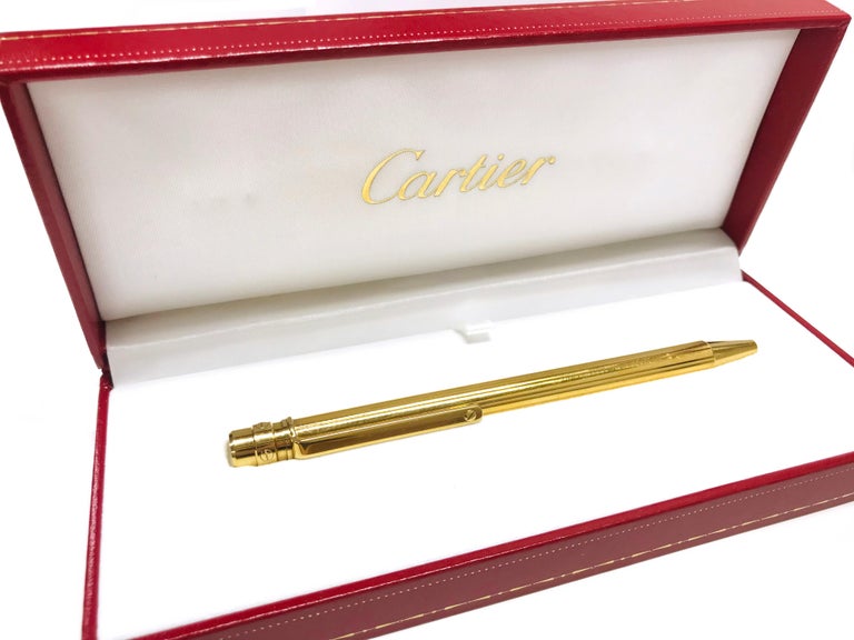 Santos de Cartier Gold Ballpoint Pen For Sale at 1stDibs