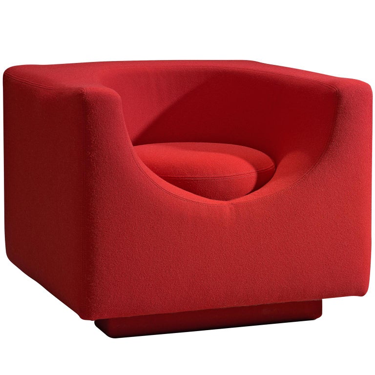 Saporiti Cube Chair with Red Upholstery For Sale at 1stDibs