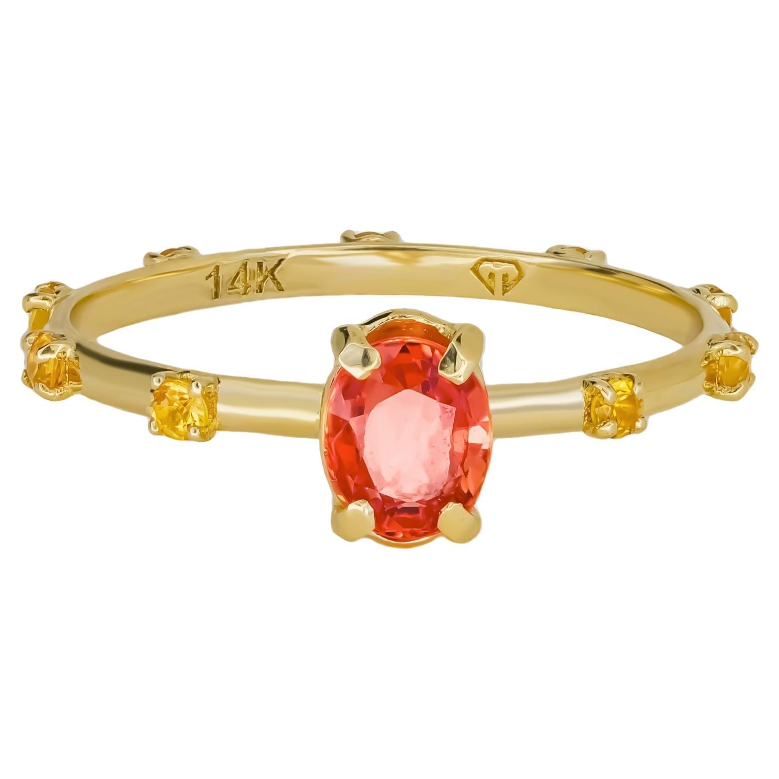 Customizable Peach color gemstone 14k gold ring. For Sale at 1stDibs