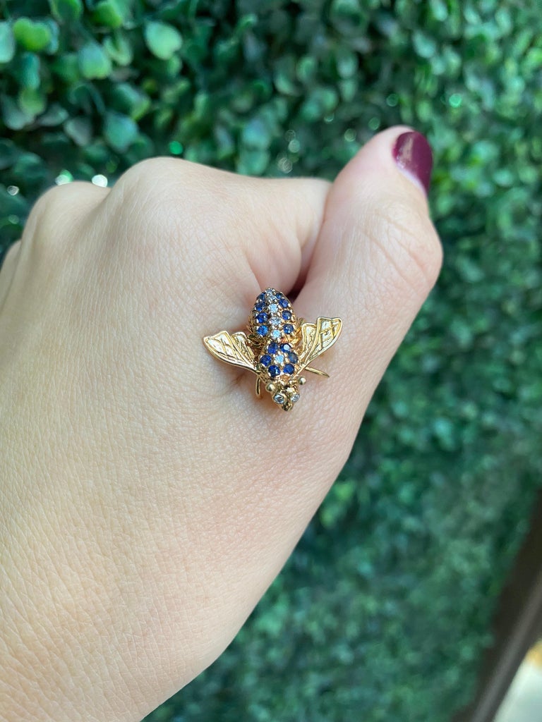 Sapphire and Diamond Bee Pin Brooch at 1stDibs