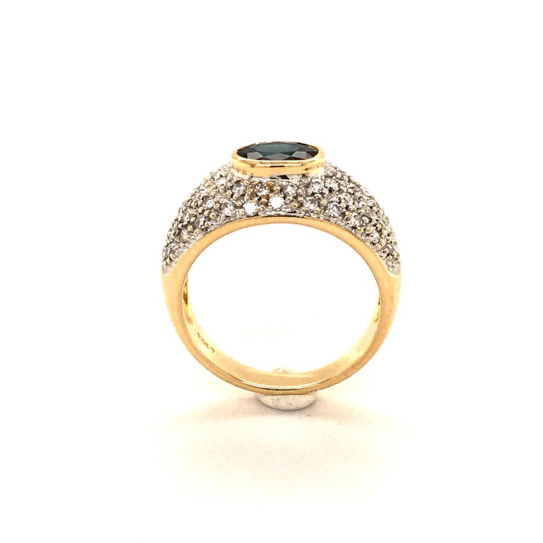 Sapphire and Diamond Bombe Ring in Yellow and White Gold For Sale at ...