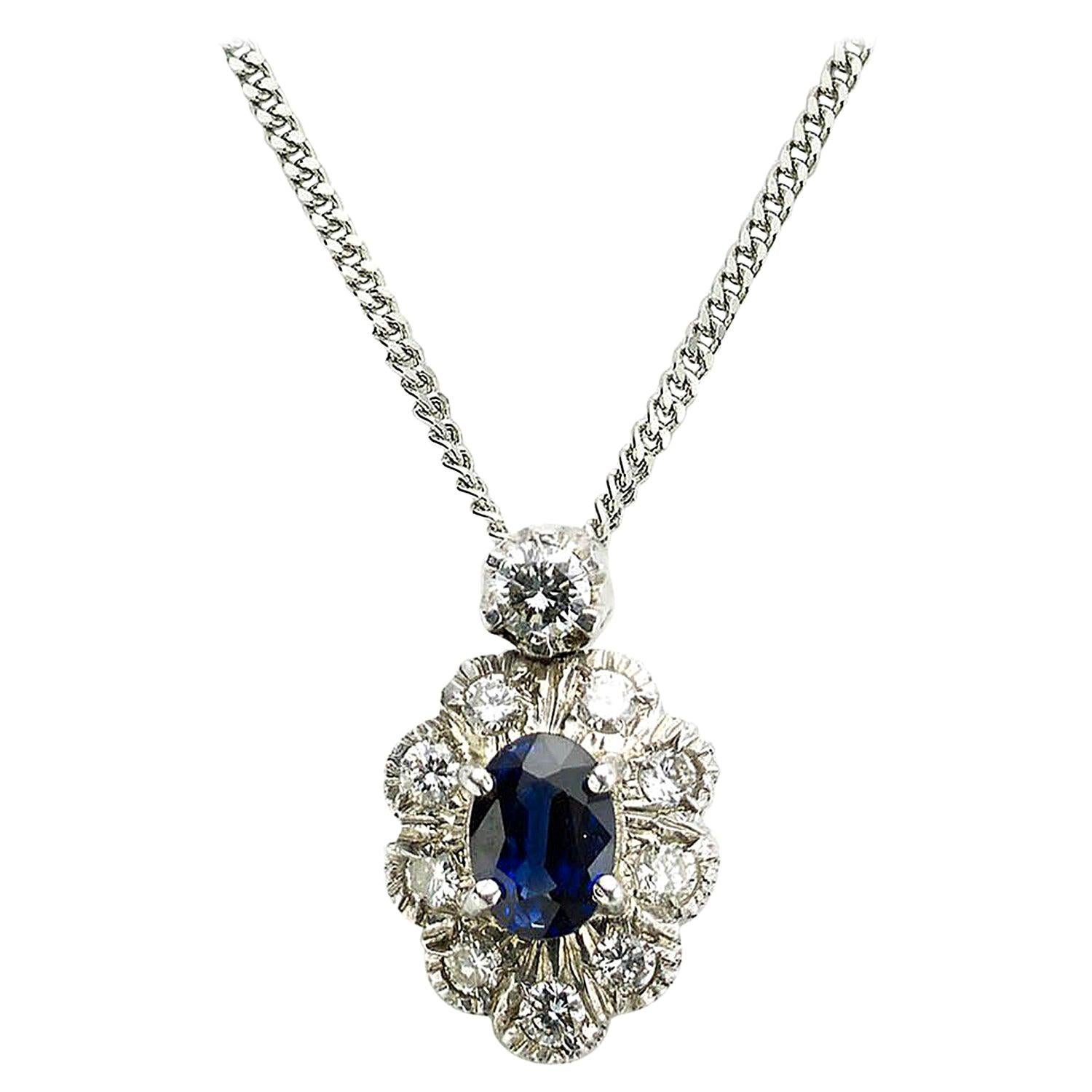 Sapphire and Diamond Pendant For Sale at 1stDibs