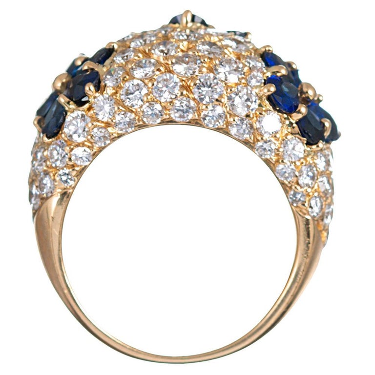 Graff Sapphire and Diamond Flower Motif Dome Ring at 1stDibs | graff ...
