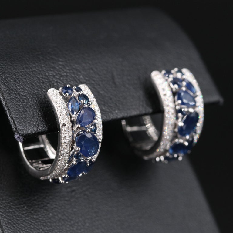 Sapphire and Diamond Huggie Minimalist Crystal Earring Set For Sale at ...