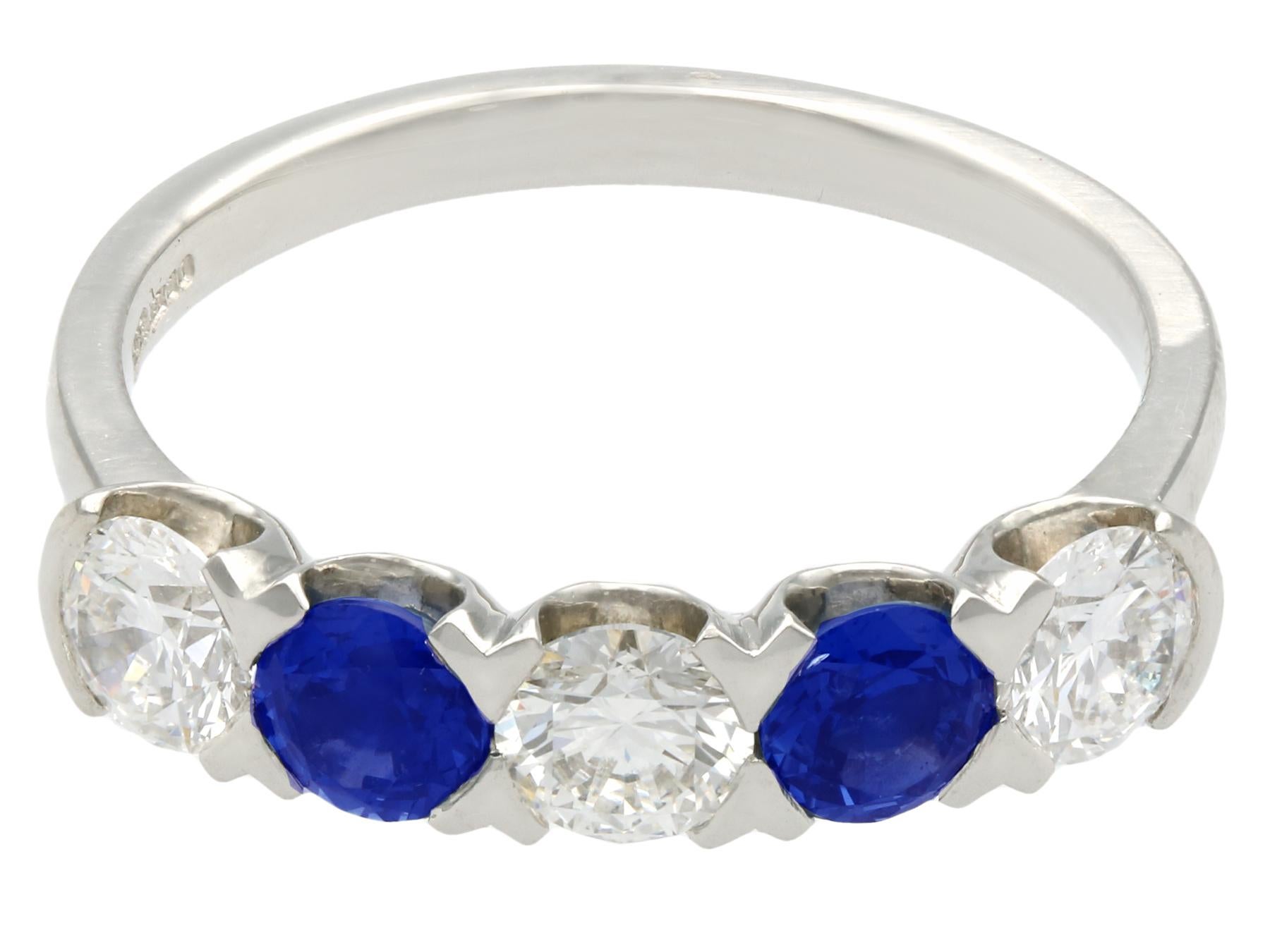 Sapphire and Diamond Platinum Five Stone Cocktail Ring For Sale at 1stDibs