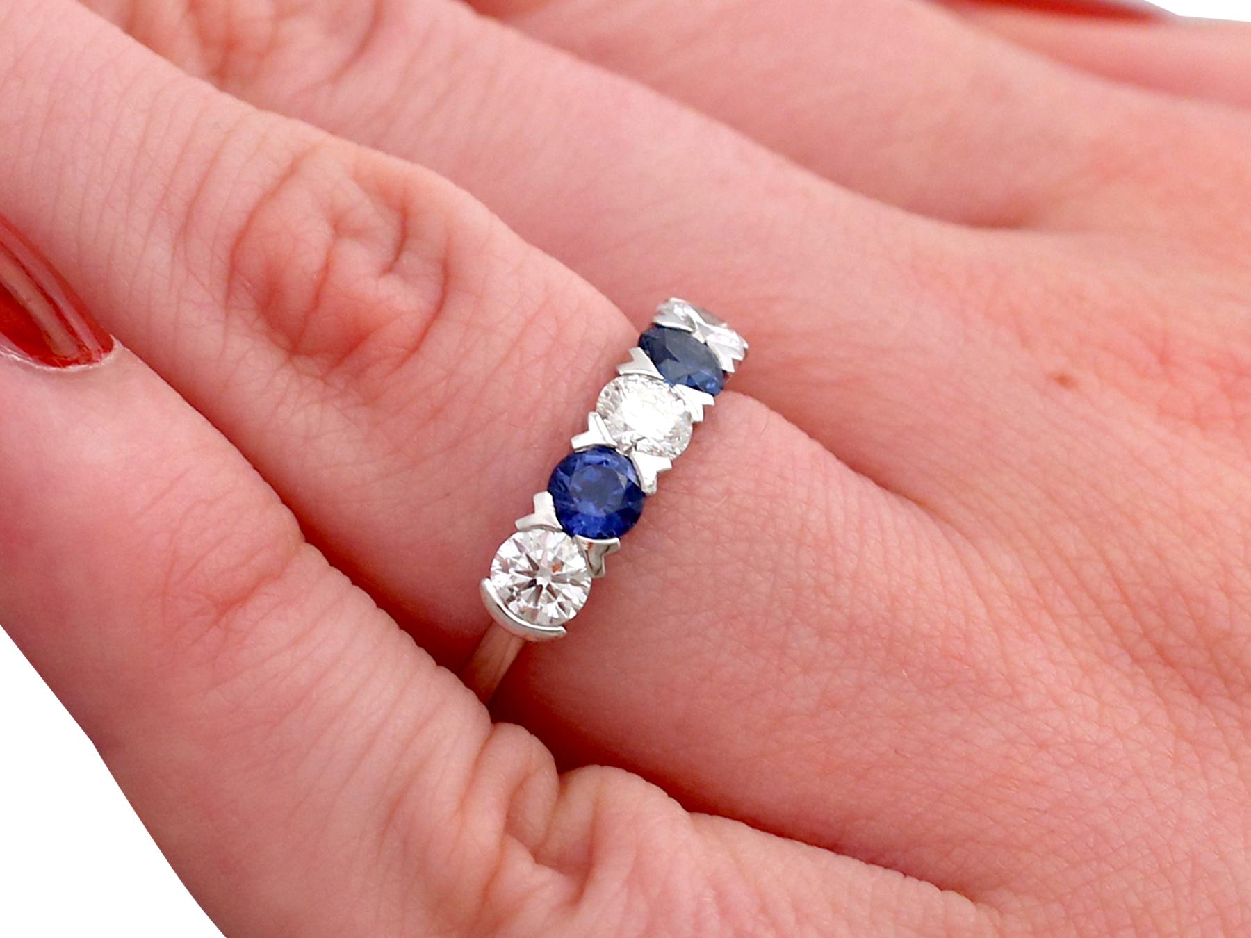 Sapphire and Diamond Platinum Five Stone Cocktail Ring For Sale at 1stDibs