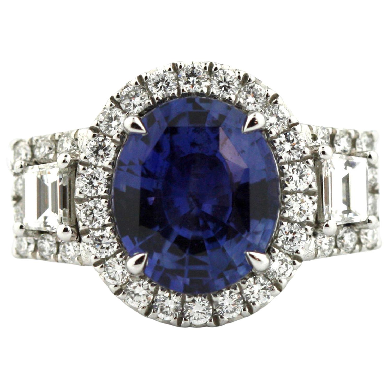 Georgian Faceted Sapphire and Diamond Ring For Sale at 1stDibs