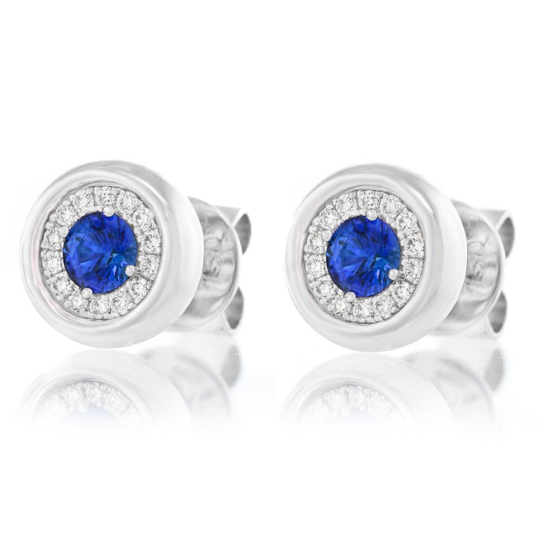 Sapphire and Diamond Studs by Spark For Sale at 1stDibs