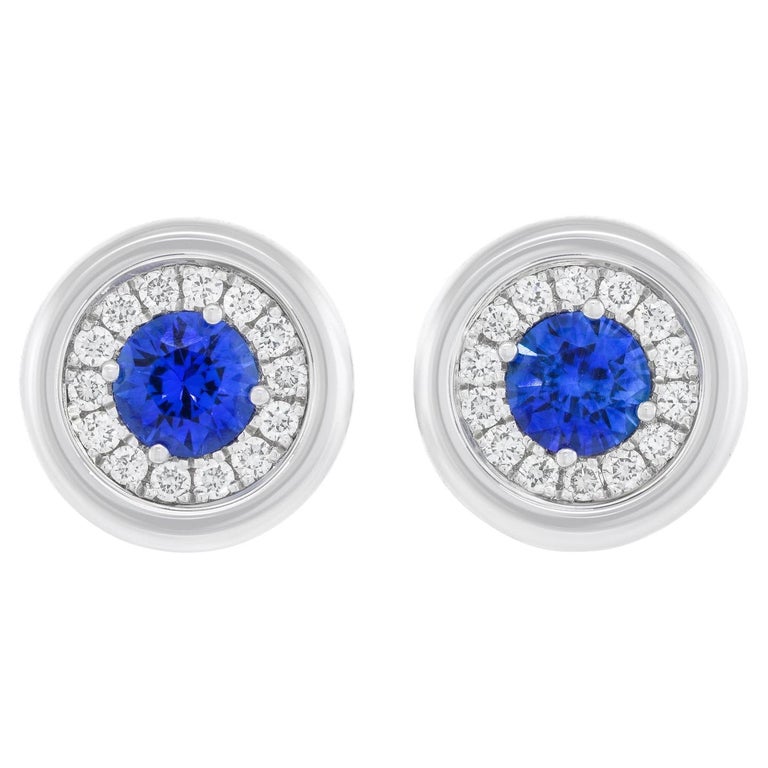 Sapphire and Diamond Studs by Spark For Sale at 1stDibs
