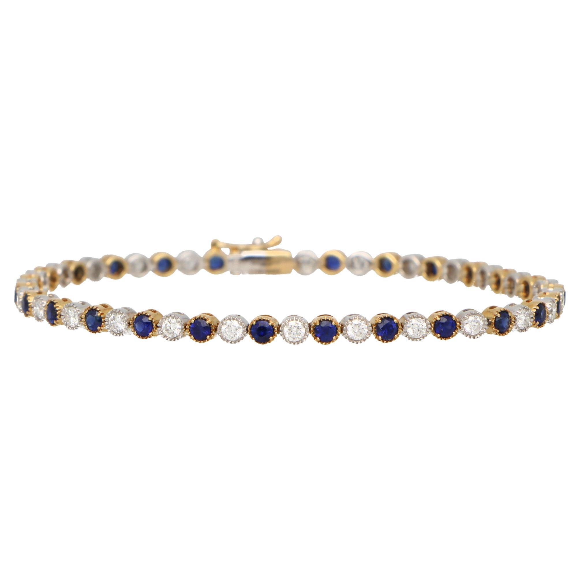 Princess -Cut Yellow and White Diamond Line Bracelet in 18K Gold For ...