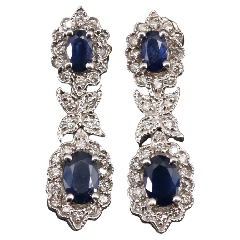 Sapphire and Diamonds Drop Cute Minimalist Crystal Earring Set For Sale ...