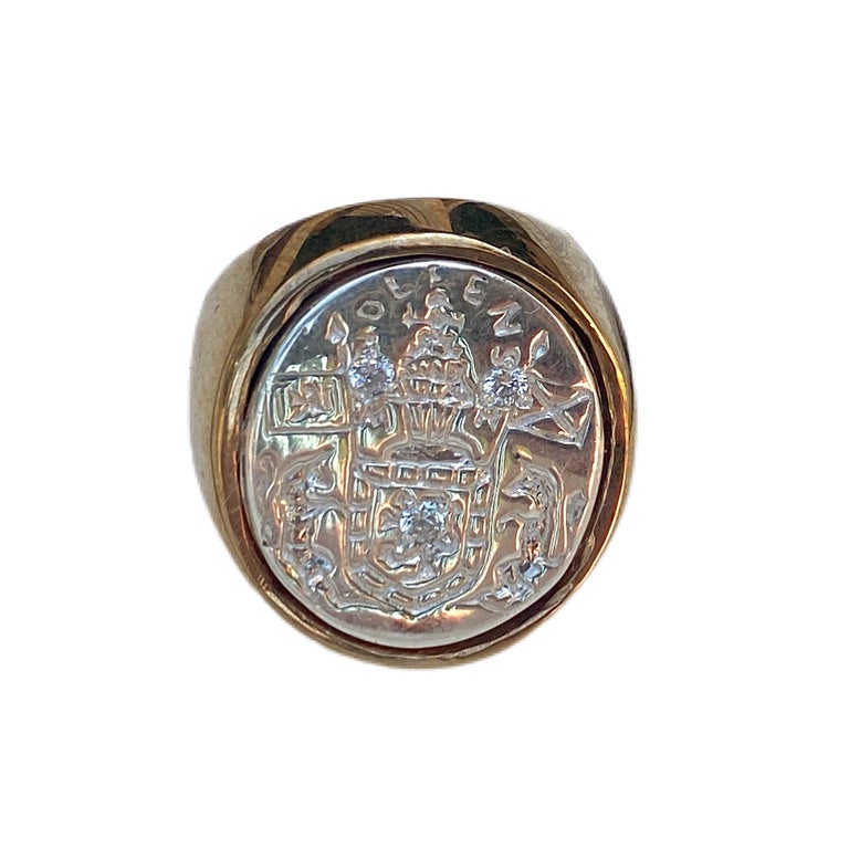 Sapphire Crest Signet Ring Sterling Silver Bronze Unisex J Dauphin For ...