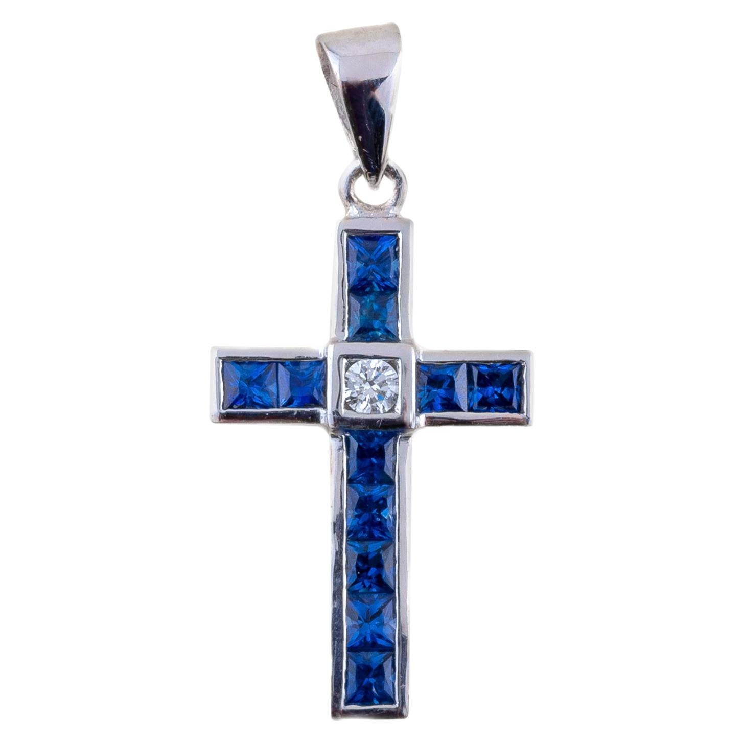 Sapphire Cross in 18 Karat Gold at 1stDibs