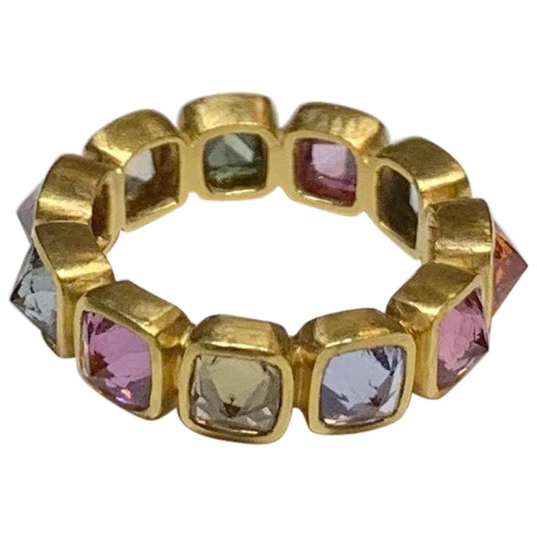 Sapphire Cushion Reverse Set Eternity Ring in 22 Karat Gold, A2 by ...