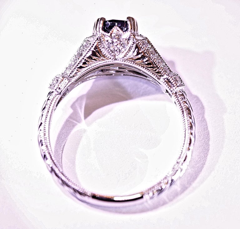 Sapphire Diamond Antique Design Engagement or Right Hand Ring Filigree ...