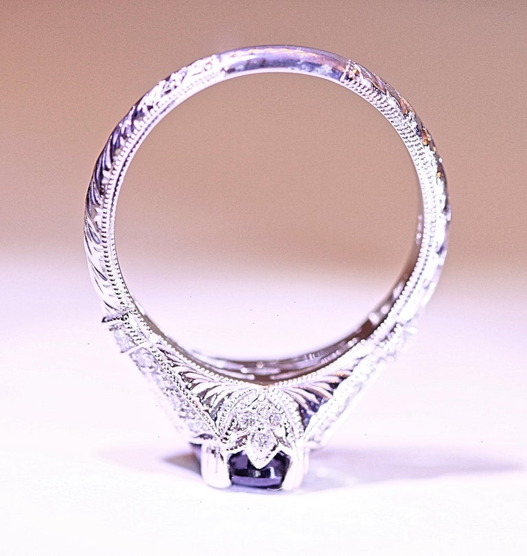 Sapphire Diamond Antique Design Engagement or Right Hand Ring Filigree ...