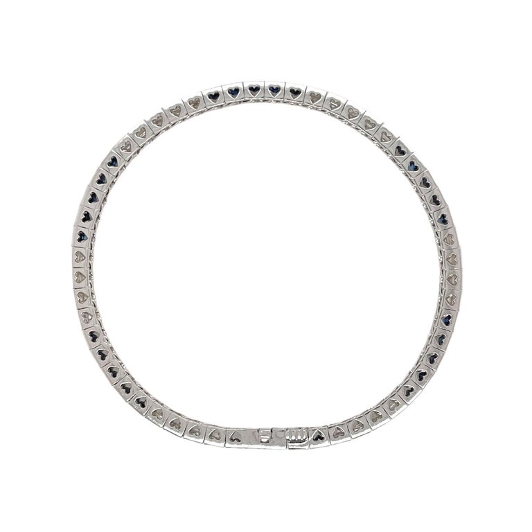 Sapphire and Diamond Channel Set Bracelet in 18K White Gold For Sale at ...