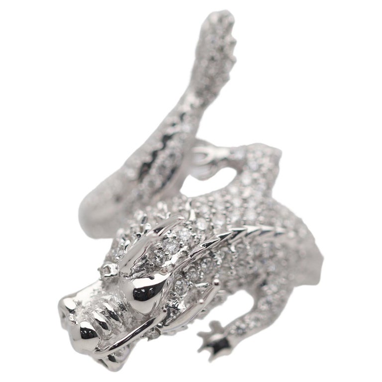 Sapphire Diamond Gold Dragon Ring For Sale at 1stDibs