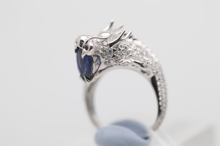 Sapphire Diamond Gold Dragon Ring For Sale at 1stDibs