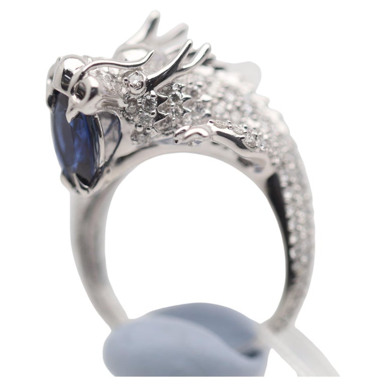 Sapphire Diamond Gold Dragon Ring For Sale at 1stDibs