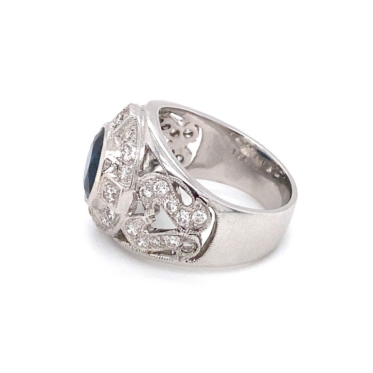 Sapphire Diamond Gold Handmade Custom Ring For Sale at 1stDibs