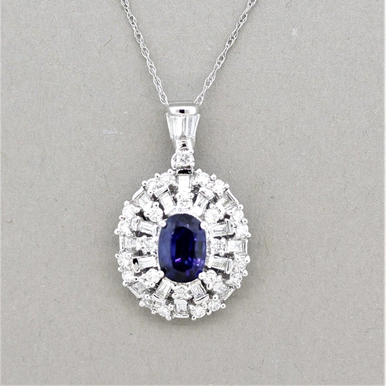 Sapphire Diamond Gold “Snowflake” Pendant For Sale at 1stDibs