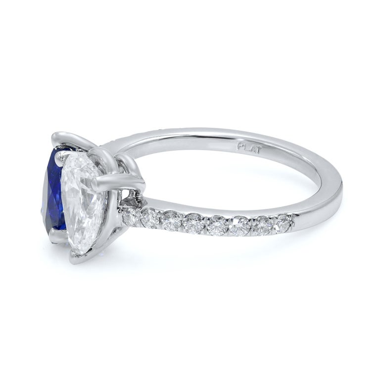 Sapphire Diamond Two-Pear Shape Cross Over Ring Platinum at 1stDibs
