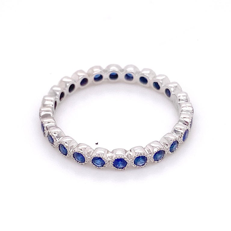 Sapphire Eternity Band, White Gold Bezel Set Infinity Band, Sapphire ...