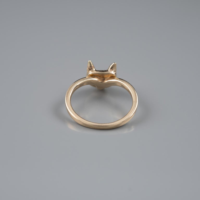 Sapphire Gold Fox Ring, Uk Hallmarks, Antique Style Fox Jewelry at 1stDibs