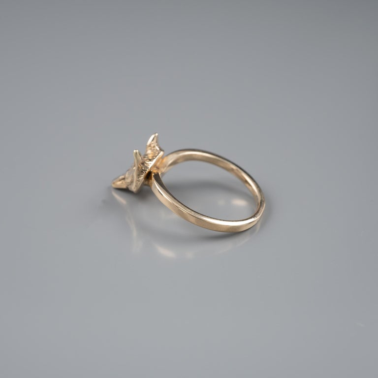 Sapphire Gold Fox Ring, Uk Hallmarks, Antique Style Fox Jewelry at 1stDibs