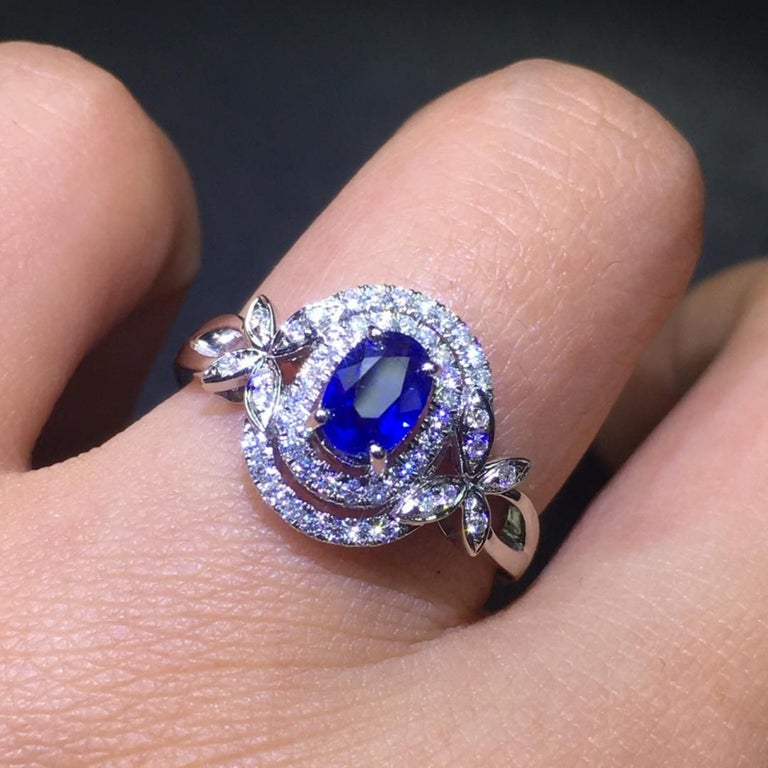 Customizable Sapphire Gold Ring, Natural Sapphire and Diamond ...