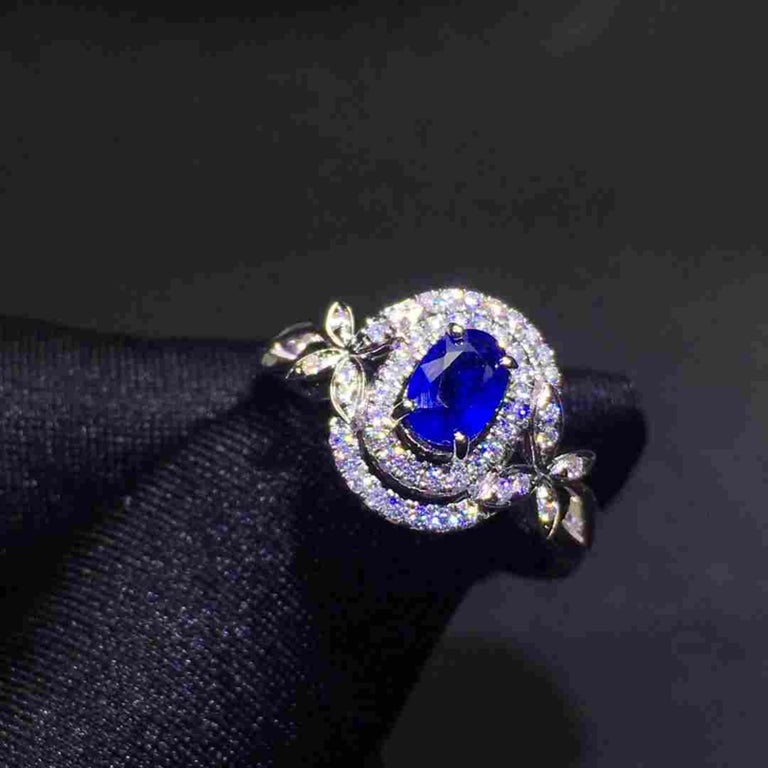 Customizable Sapphire Gold Ring, Natural Sapphire and Diamond ...