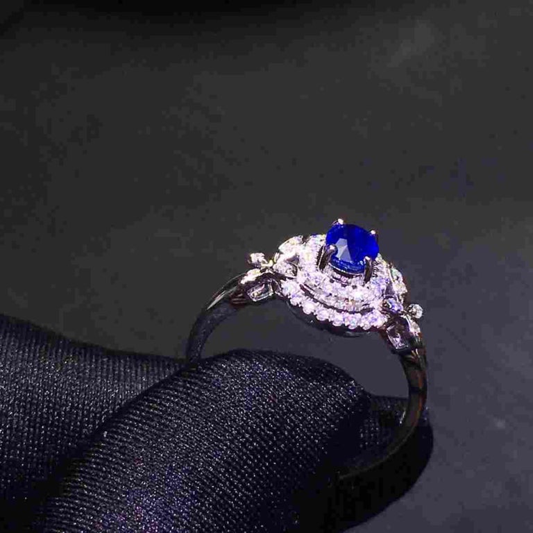 Customizable Sapphire Gold Ring, Natural Sapphire and Diamond ...