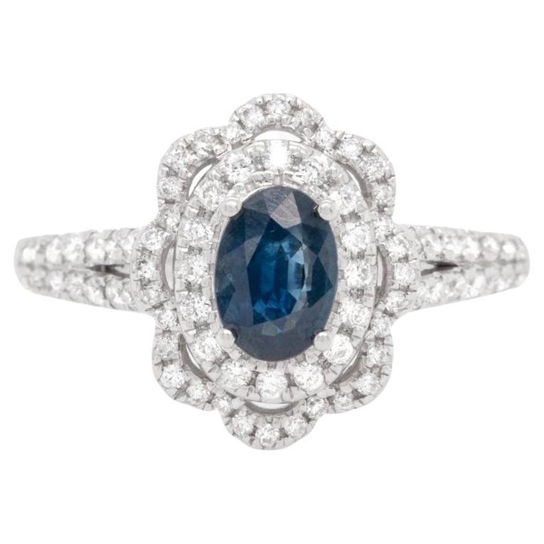 Sapphire Ring with Diamonds 14K Gold For Sale at 1stDibs