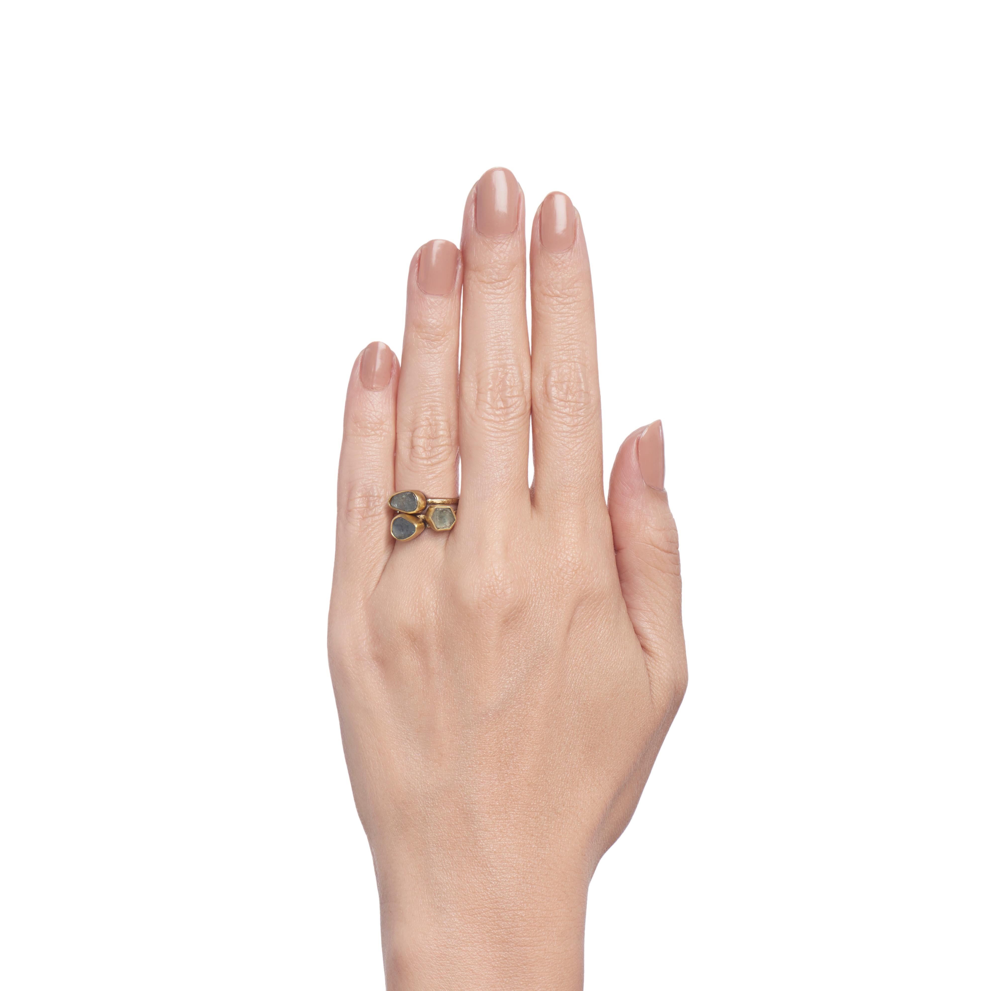 Sapphire Rose Cut Crystal Hexagon Solitaire 20k, 22k Yellow Gold ...