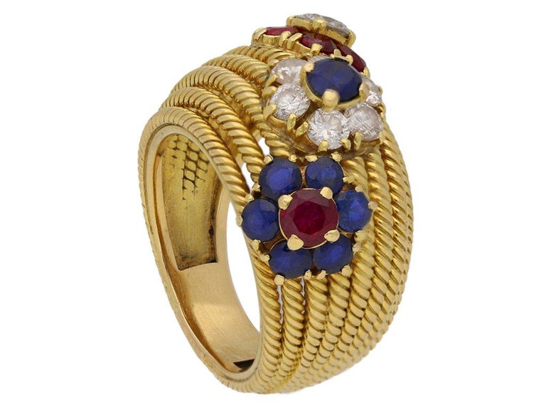 Sapphire Ruby and Diamond Dress Ring Attributed to Van Cleef and Arpels ...