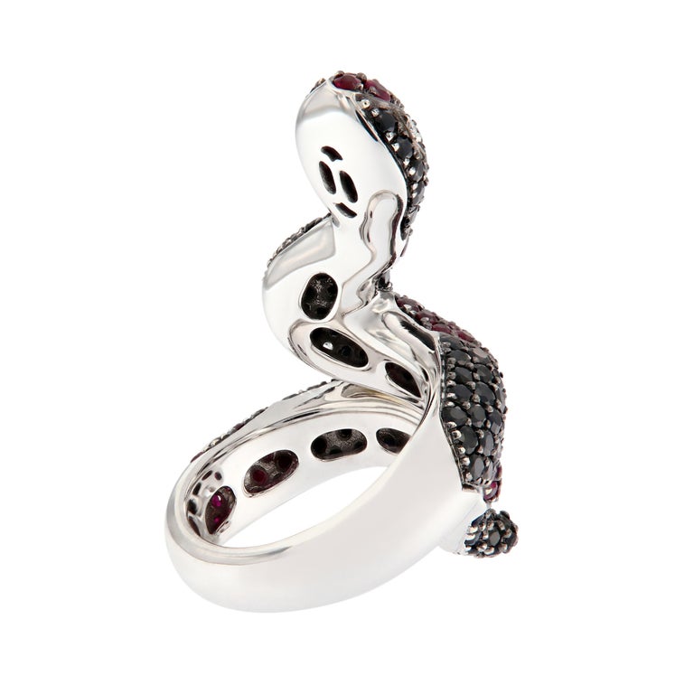 Sapphire Ruby Diamond 18 Karat Gold Snake Ring For Sale at 1stDibs