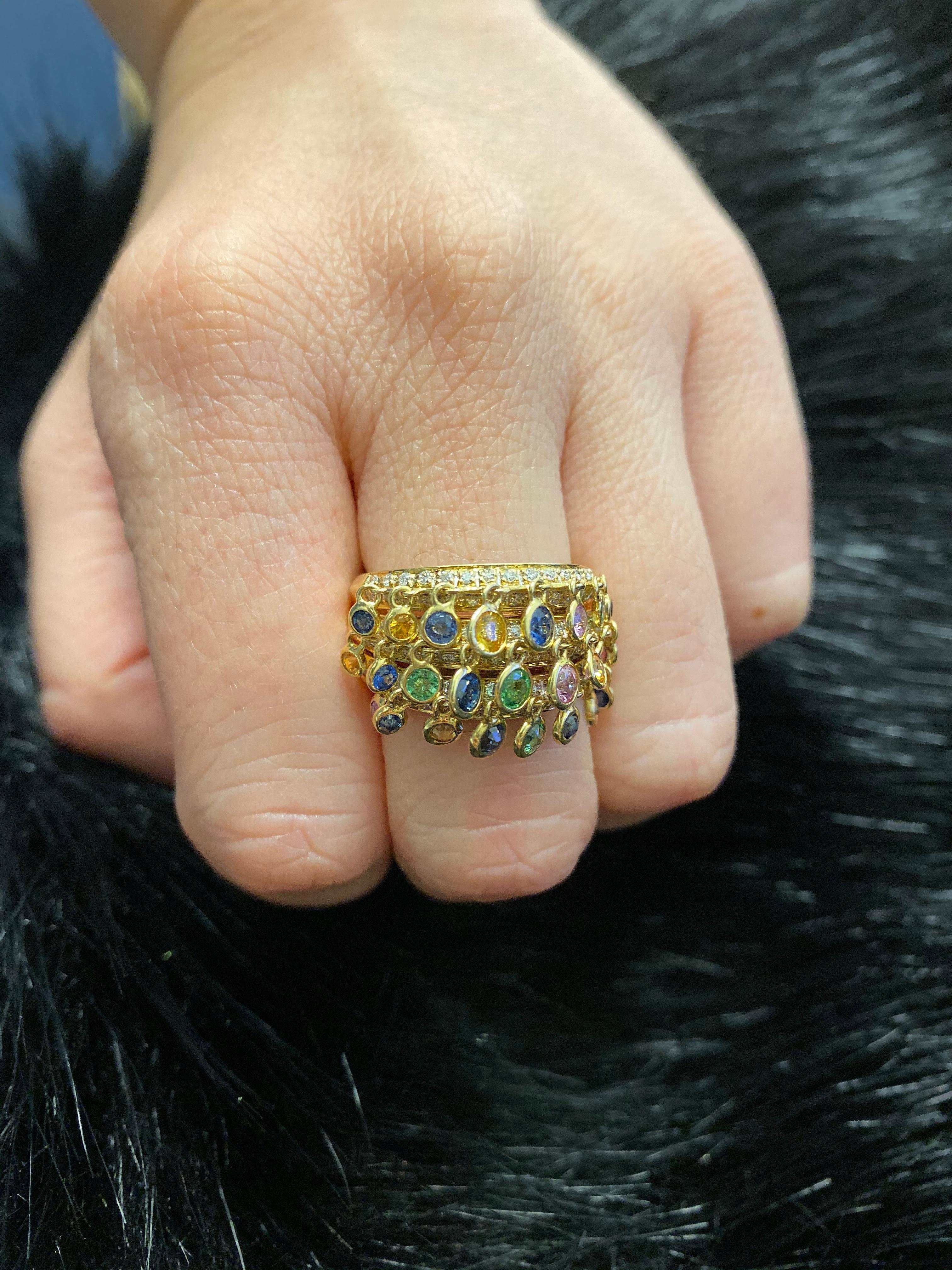 Hammerman Brothers Sapphire Shaker Ring For Sale at 1stDibs