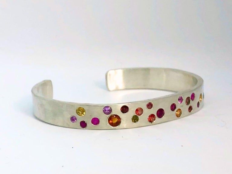 Sapphire Tourmaline Silver Cuff Bracelet, Lynn Kathyrn Miller, Lynn K ...