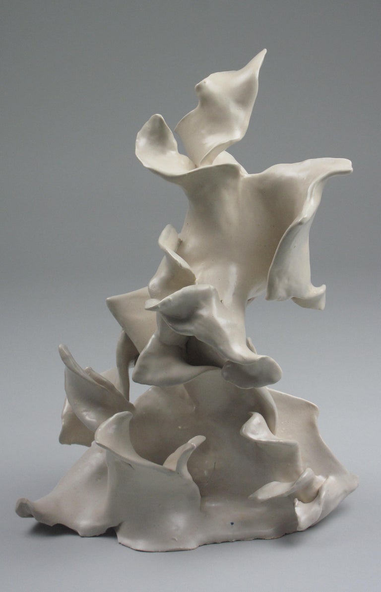 Sara Fine-Wilson - "Yaw", gestural, ceramic, sculpture, white, cream ...