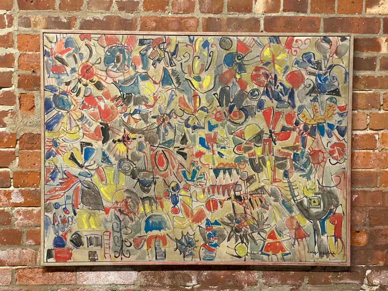 Sara Skolnik 1960s 'Flight of Fancy' Abstract Expressionist Painting ...
